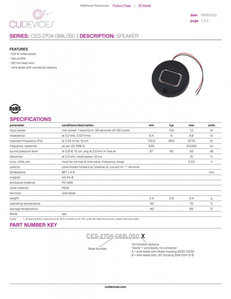 CES-2704-088L050A datasheet page 1