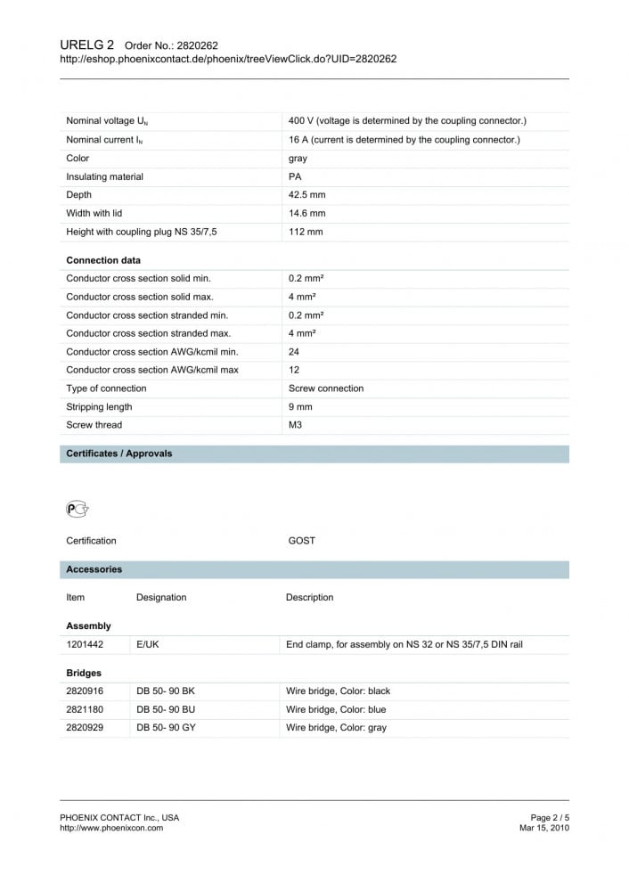 Phoenix Contact 2820262 technical document page 2