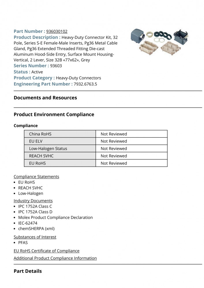 MOLEX 936030102 technical document page 1