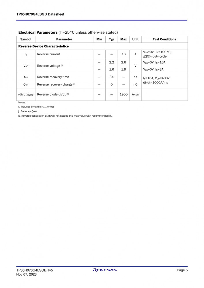 TP65H070G4LSGB datasheet page 5