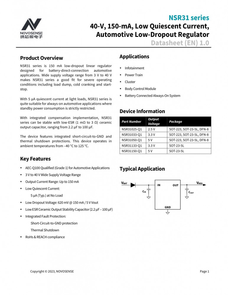 NSR31 datasheet page 1