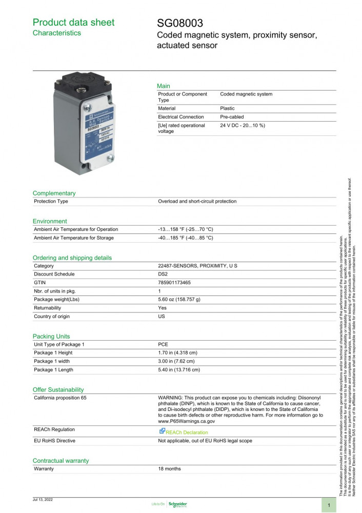 SG08003 product document