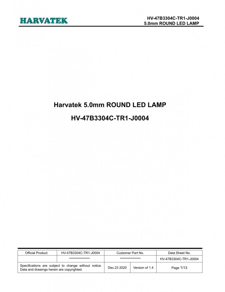 HV-47B3304C-TR1-J0004 datasheet page 1