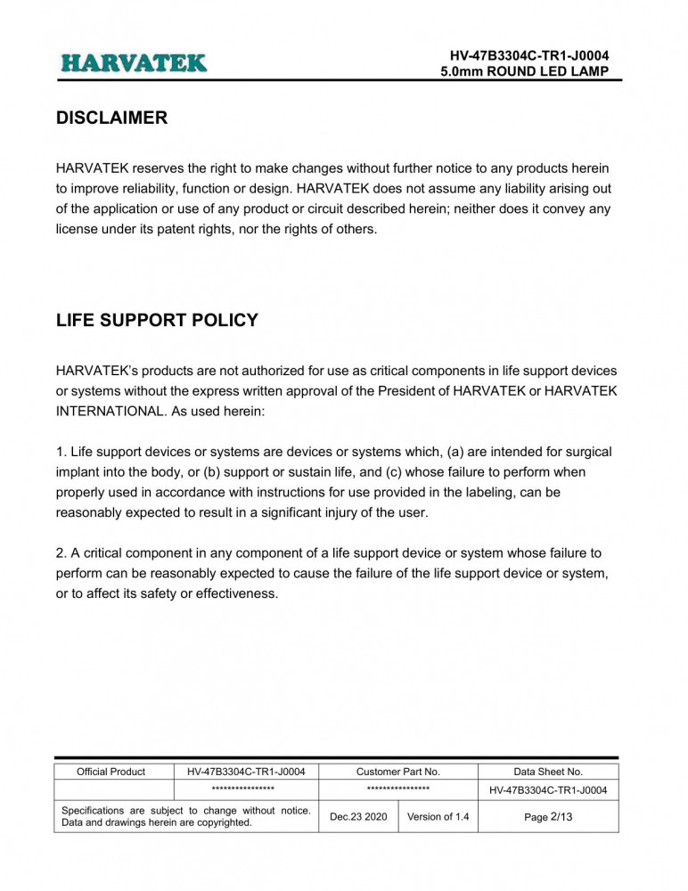 HV-47B3304C-TR1-J0004 datasheet page 2