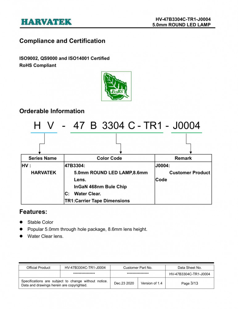 HV-47B3304C-TR1-J0004 datasheet page 3