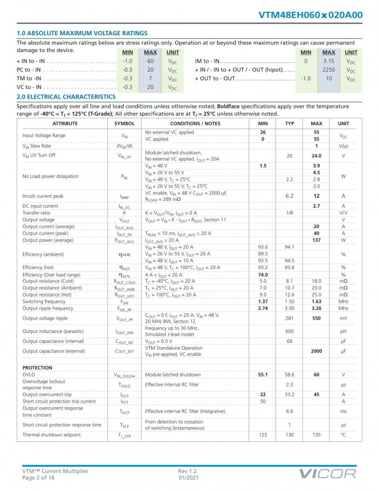 VTM48EH060M020A00 datasheet page 2