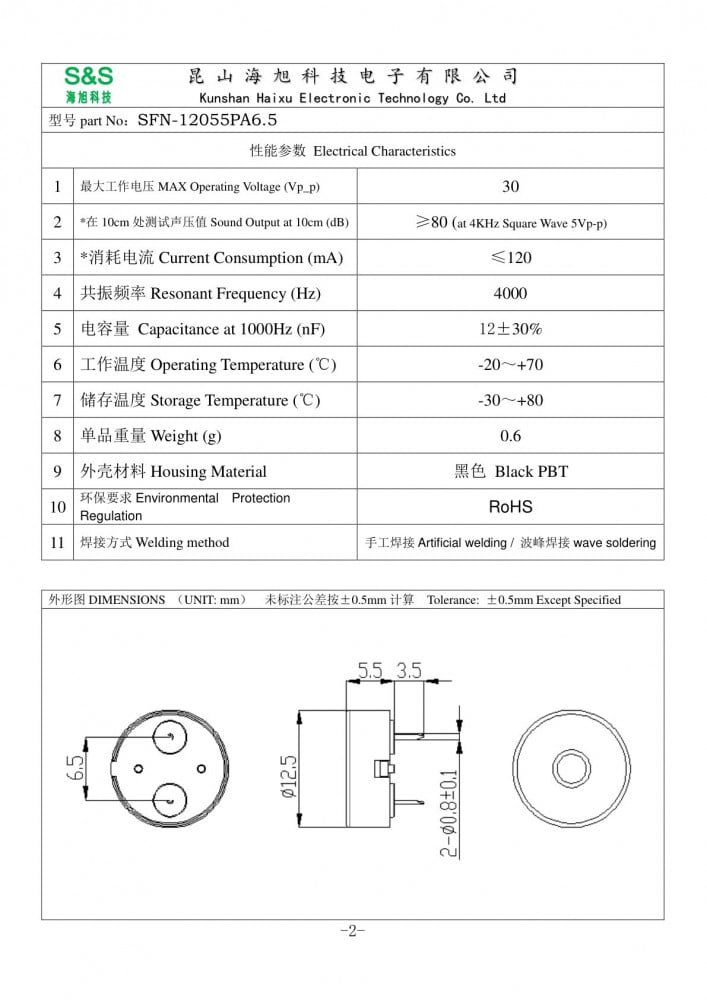 SFN-12055PA6.5 approval document page 2
