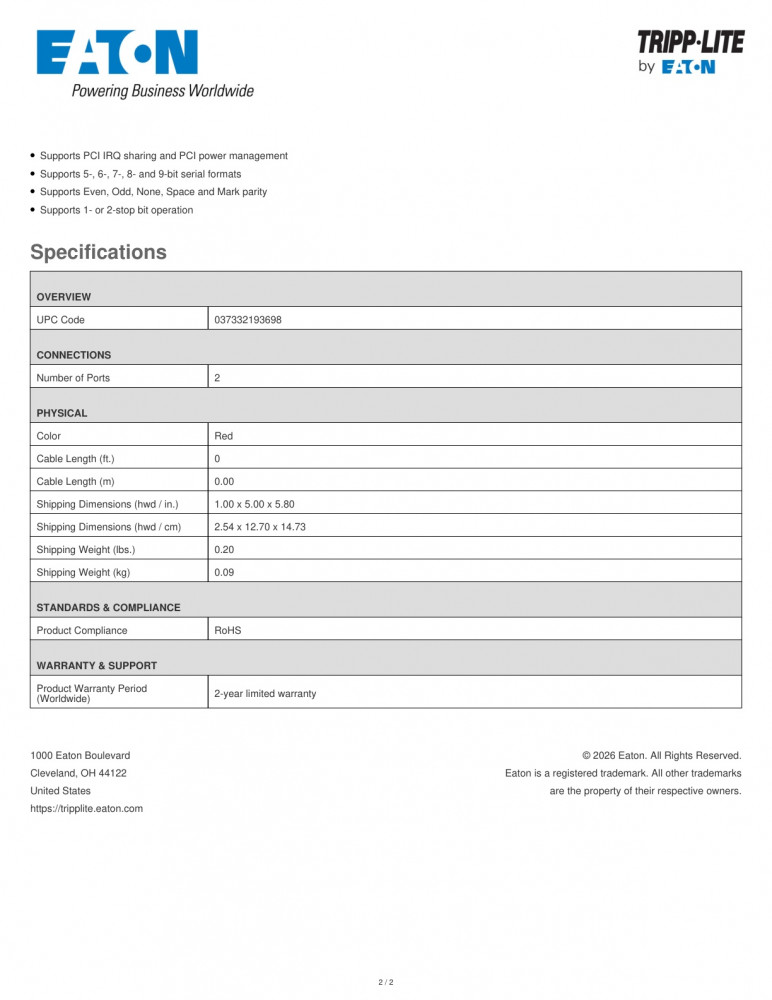 PCI-D9-02-LP technical document page 2