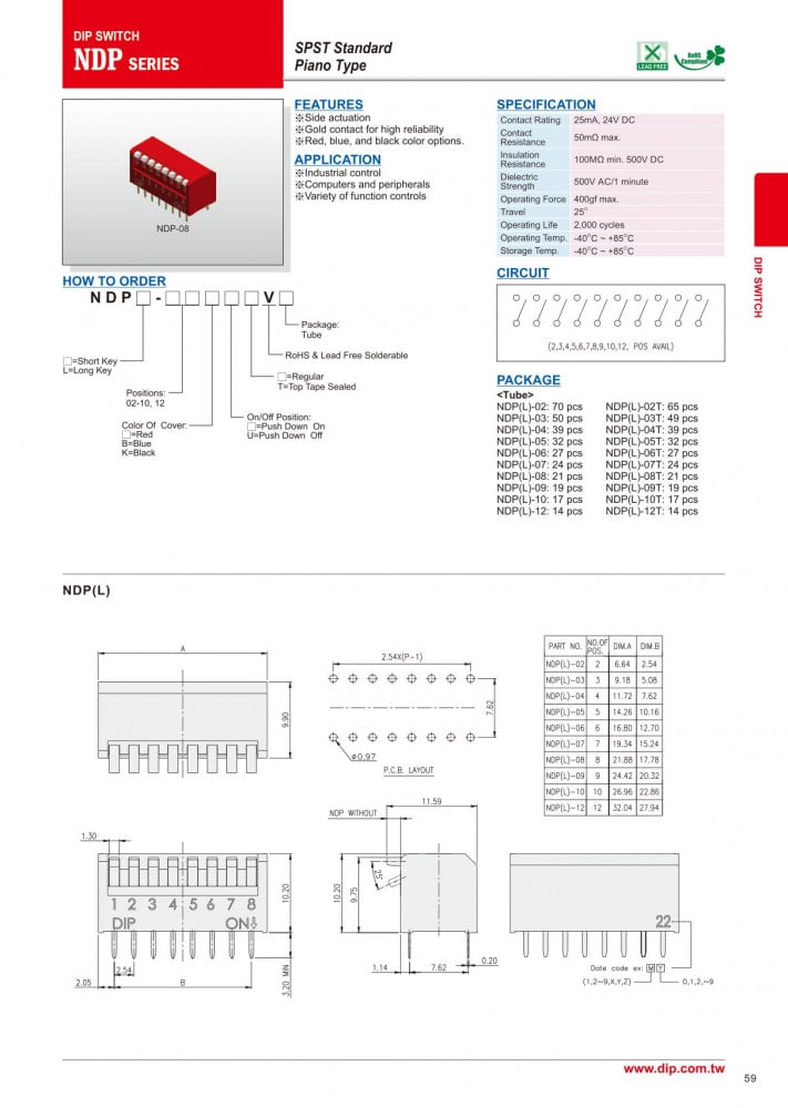 Diptronics NDP-08KV technical document page