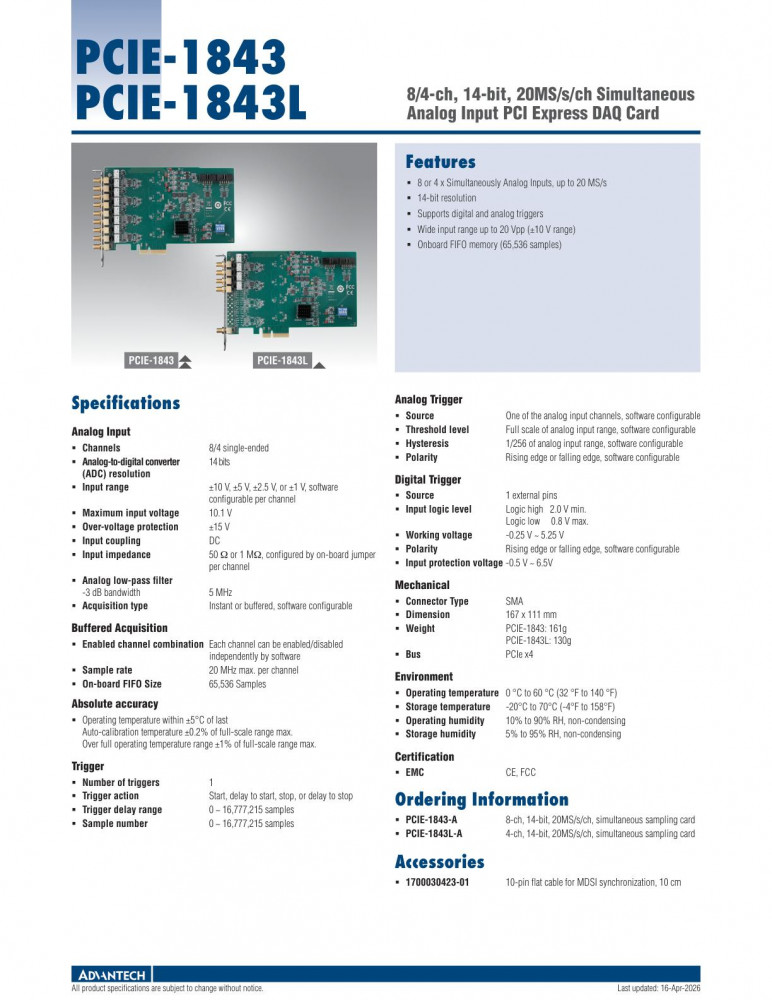 PCIE-1843 technical document page