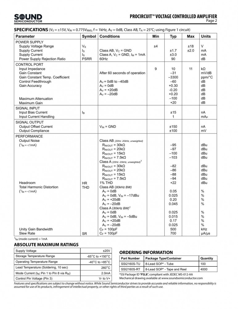 SSI2160 datasheet page 2