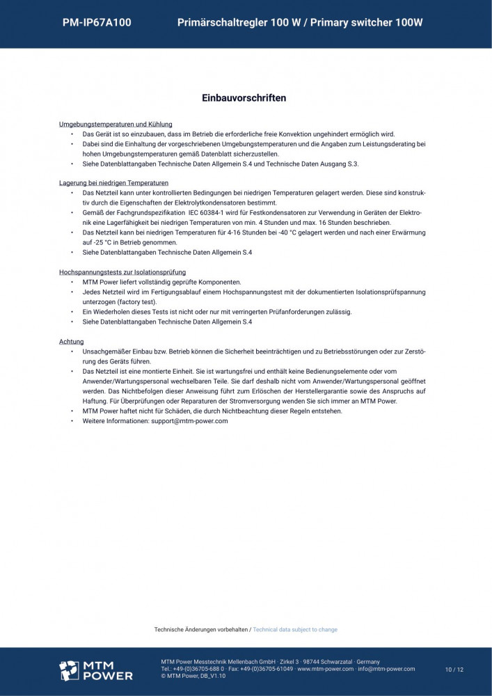 PM-IP67A100 datasheet page 10