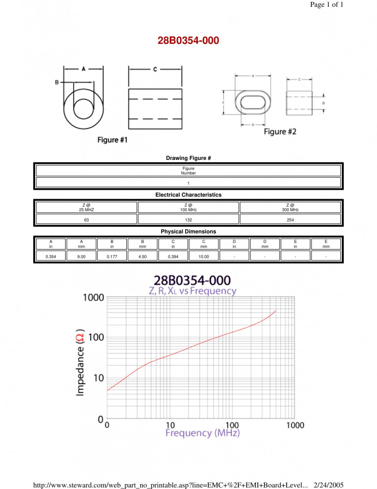 Laird 28B0354-000 technical drawing and specification page