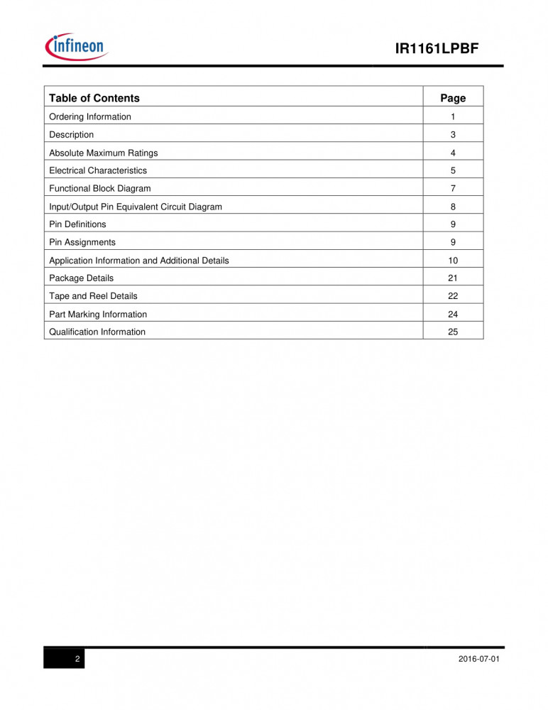 IR1161 technical document page 2