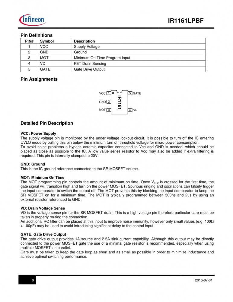 IR1161 technical document page 9
