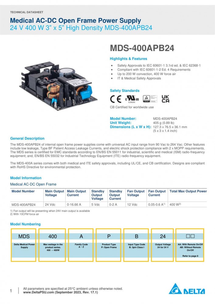 MDS-400APB24 AA datasheet page 1