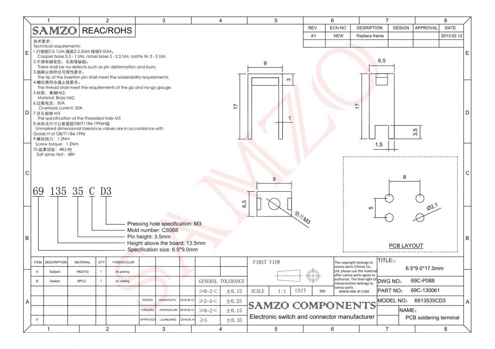 SAMZO 6913535CD3 technical drawing