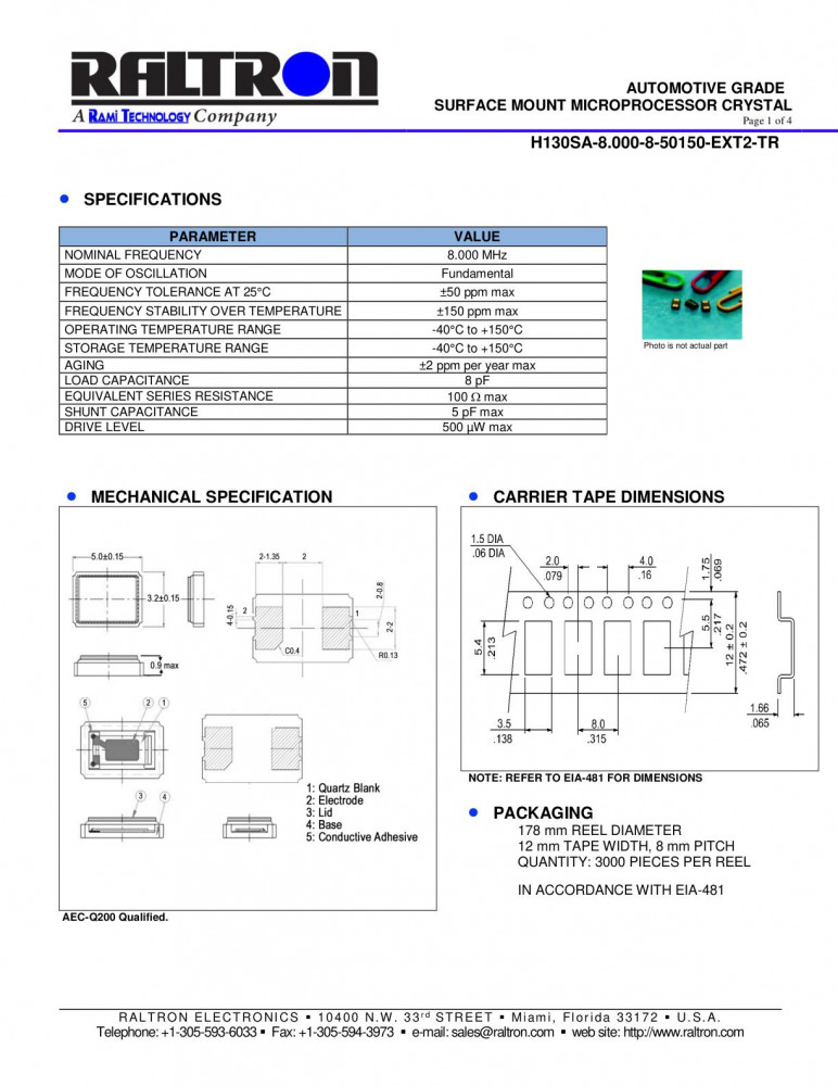 H130SA-8.000-8-50150-EXT2-TR datasheet page 1