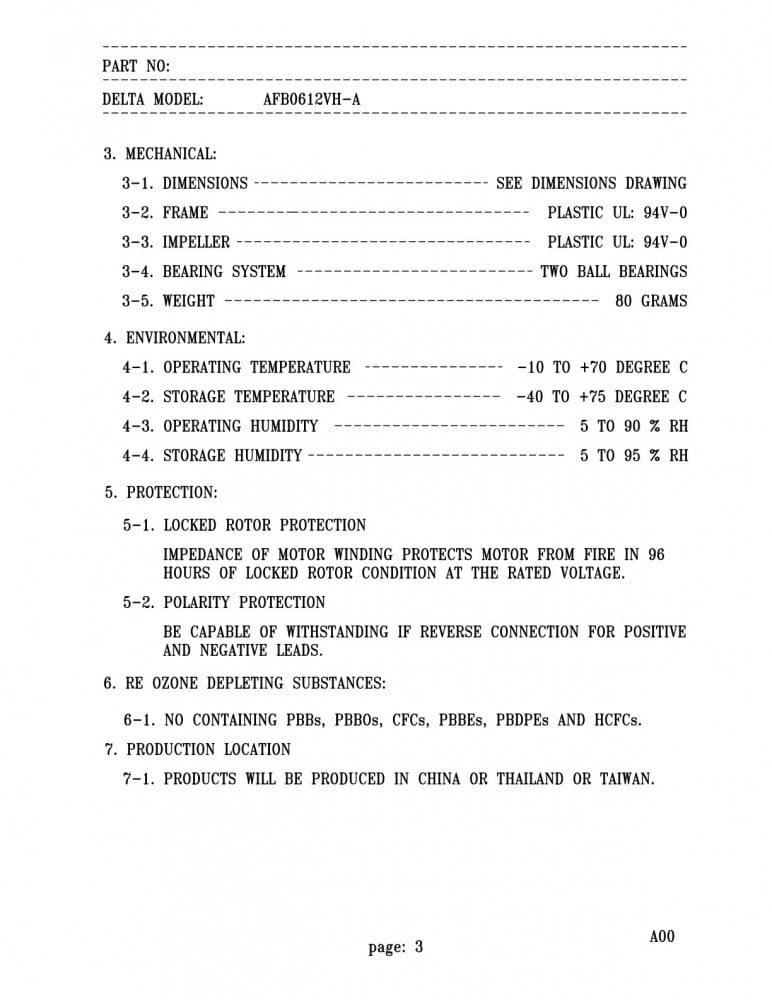 AFB0612VH-A specification page 3