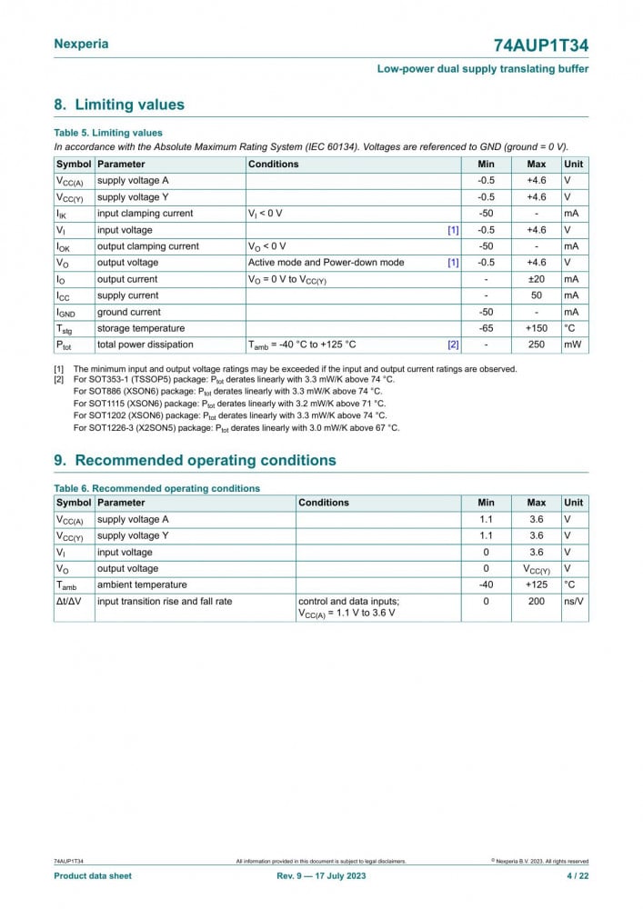 74AUP1T34GW datasheet page 4