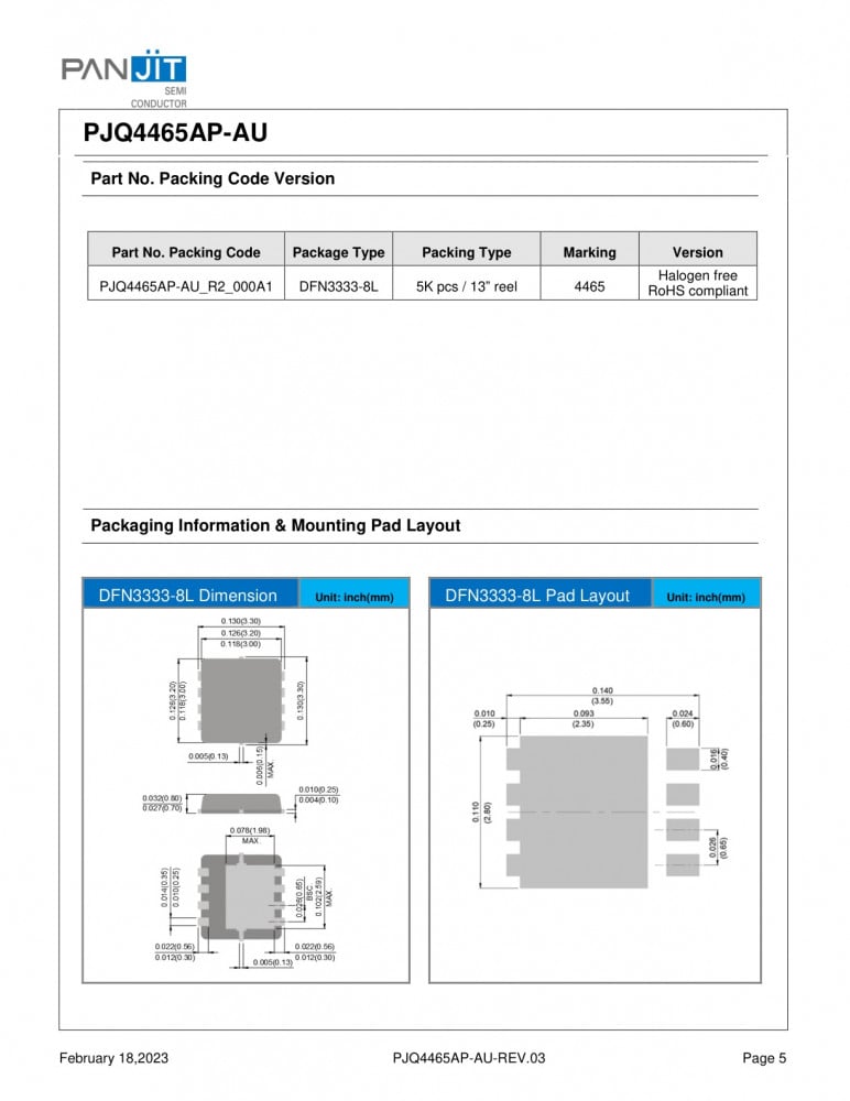 PJQ4465AP-AU datasheet page 5