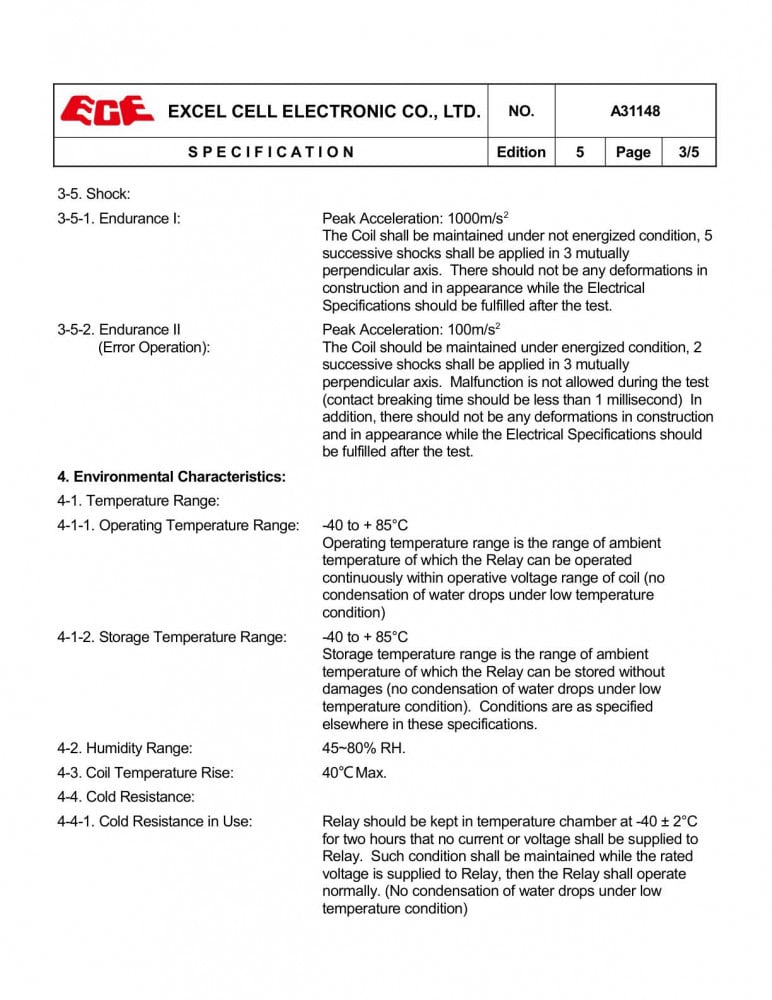 ECE ETR-LR relay specification page 3