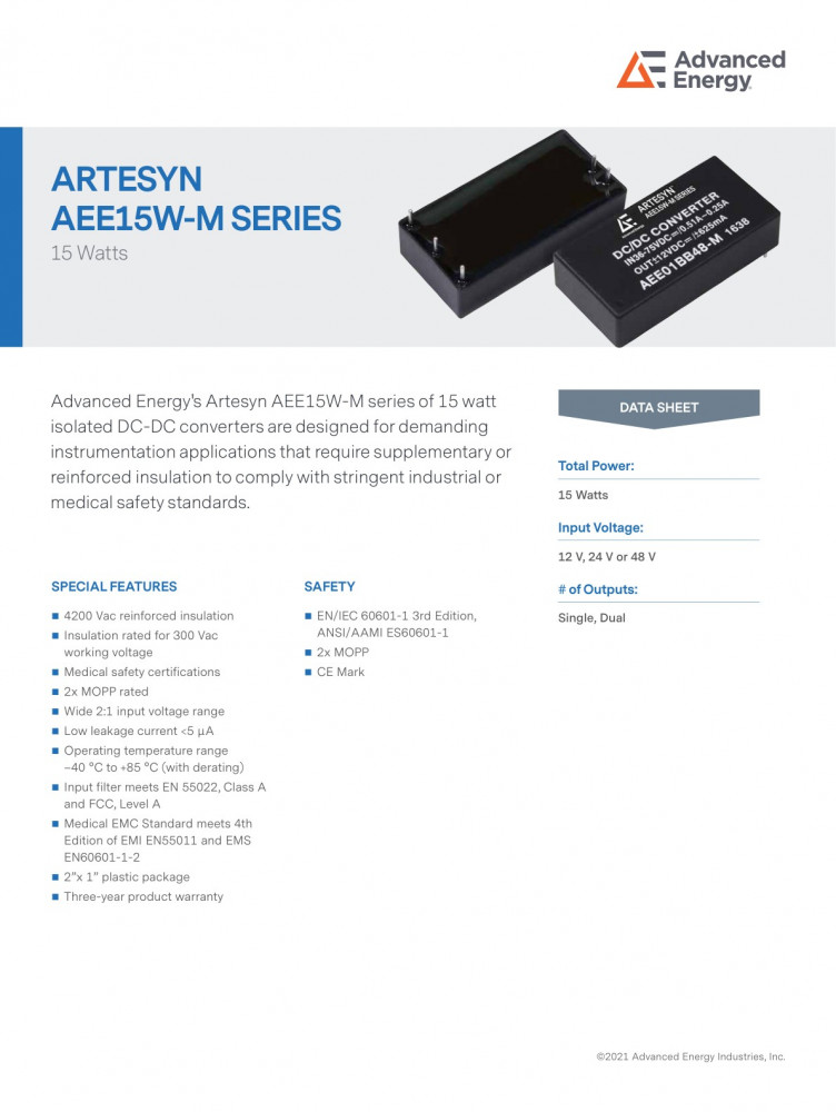 AEE15W-M datasheet page 1