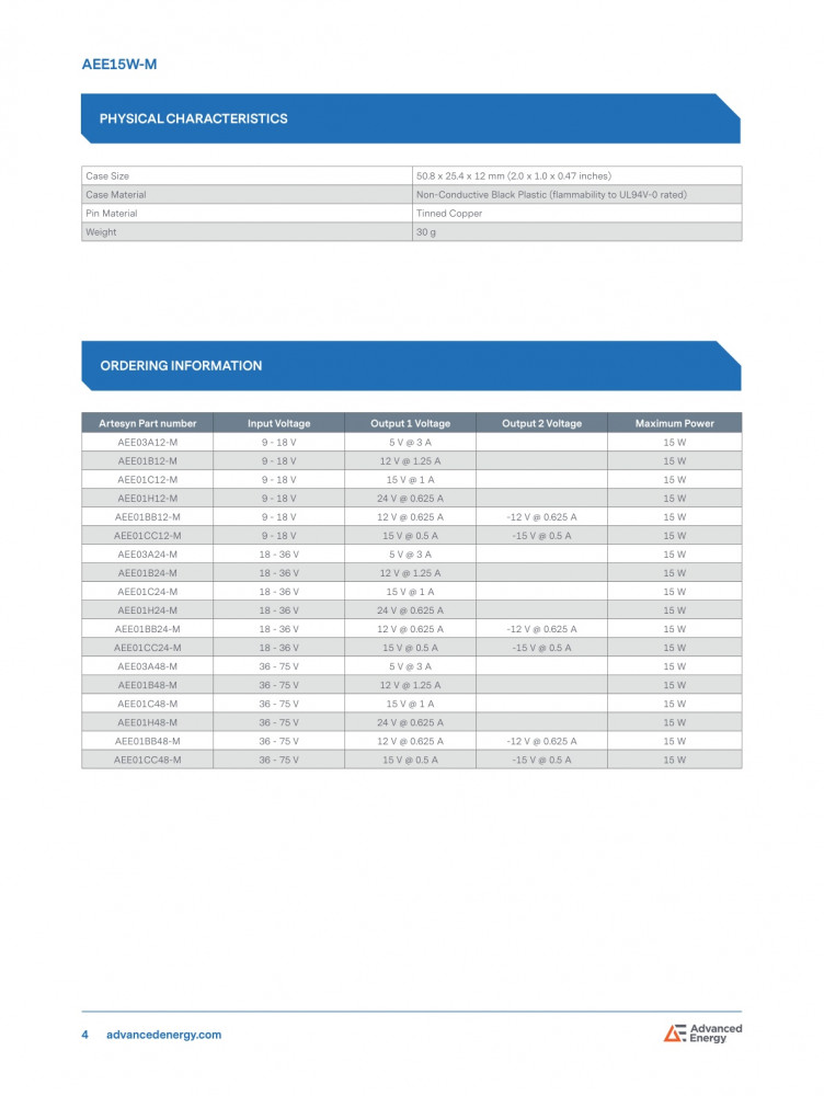AEE15W-M datasheet page 4