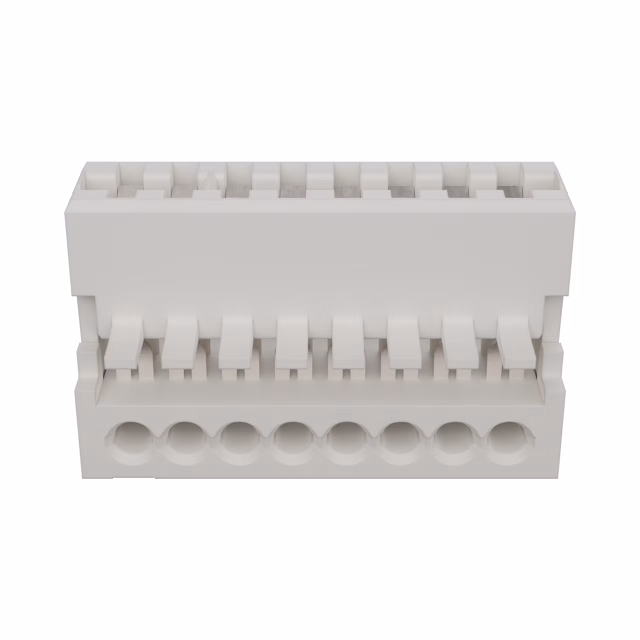 Appli-Mate RAST 2.5 IDT Housing, 2.50mm Pitch, Female, 8 Circuits, Beaded Terminal, All Positions Removed, Slotted Endwalls, Polarizing Rib Between Circuits 2 & 3 for sale