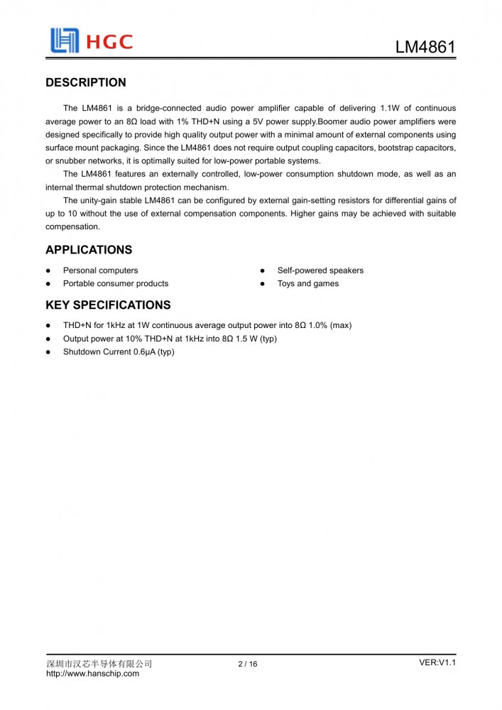 LM4861DRG datasheet page 2