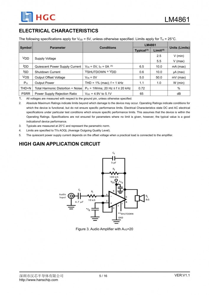 LM4861DRG datasheet page 5