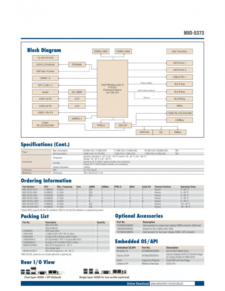 MIO-5373 product document, page 2