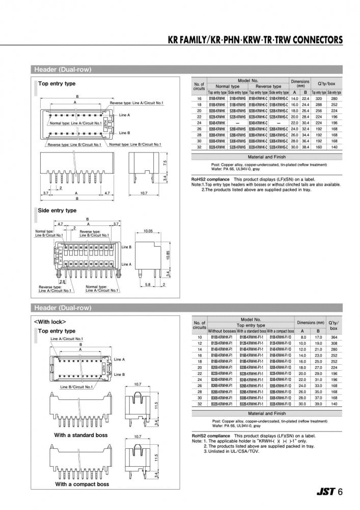 JST KR family connector datasheet page 6