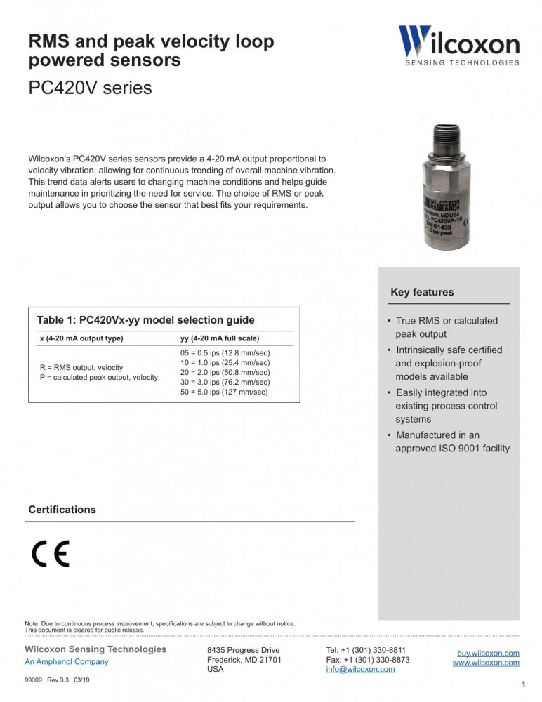 PC420V series datasheet page 1