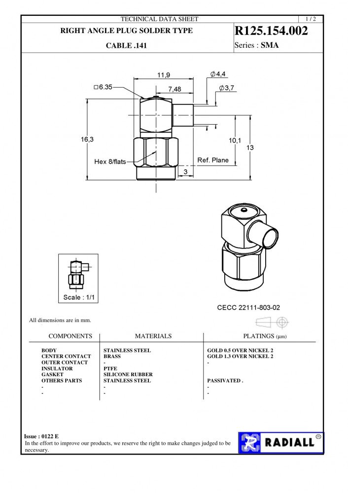 R125154002 technical datasheet page 1