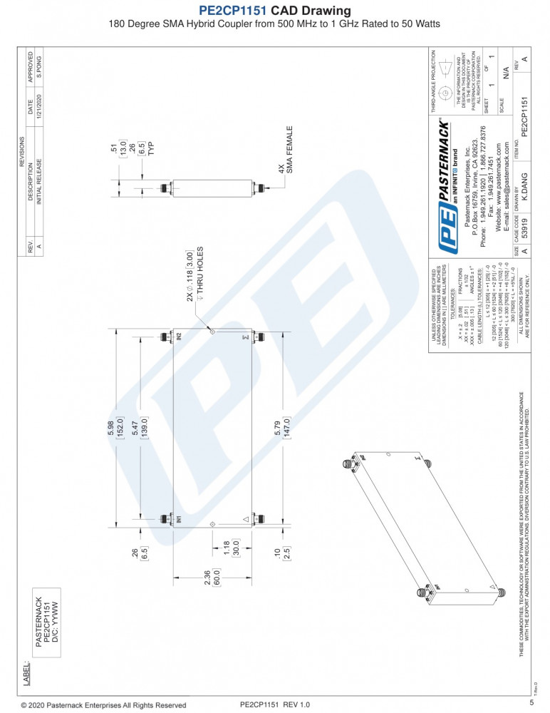 PE2CP1151 technical datasheet page 5