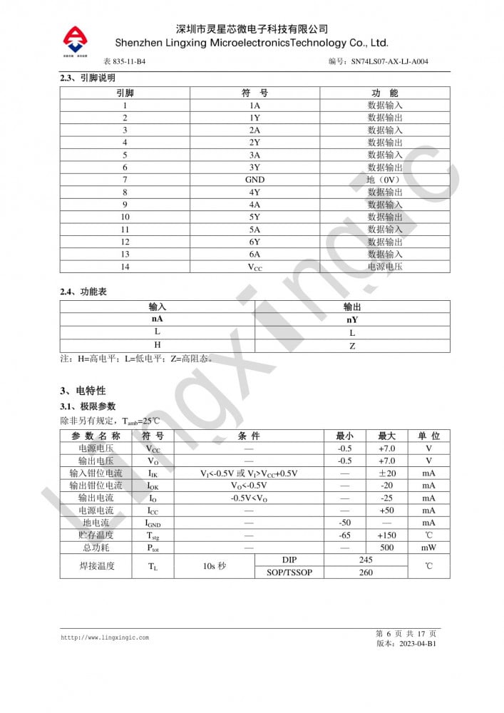 SN74LS07 datasheet page 6
