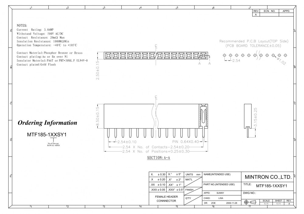 MTF185-110SY1 technical document preview