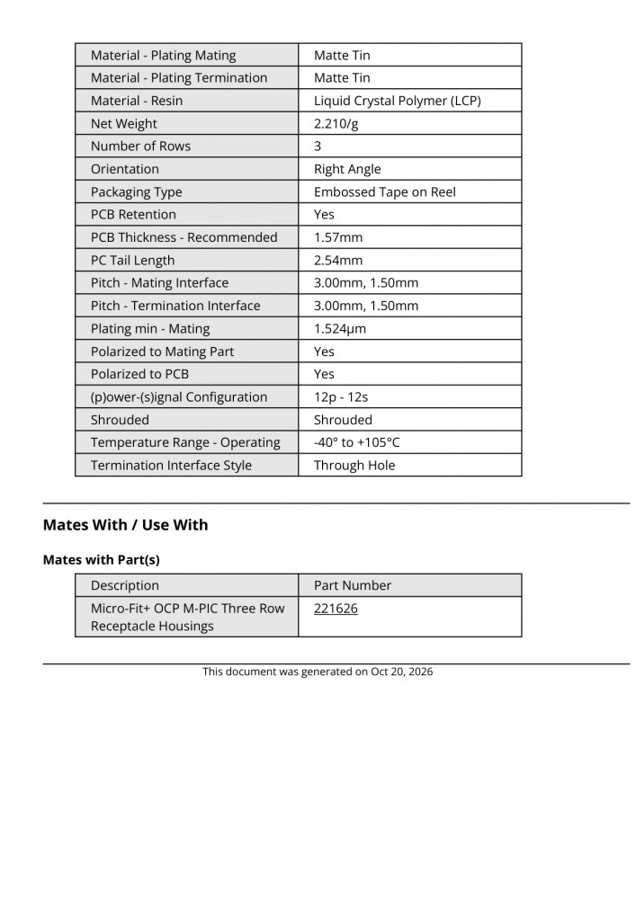 Technical document image 3 for MOLEX 2217511121