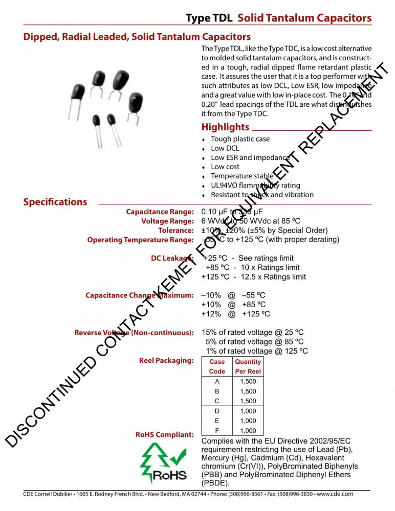 TDL series datasheet page 1