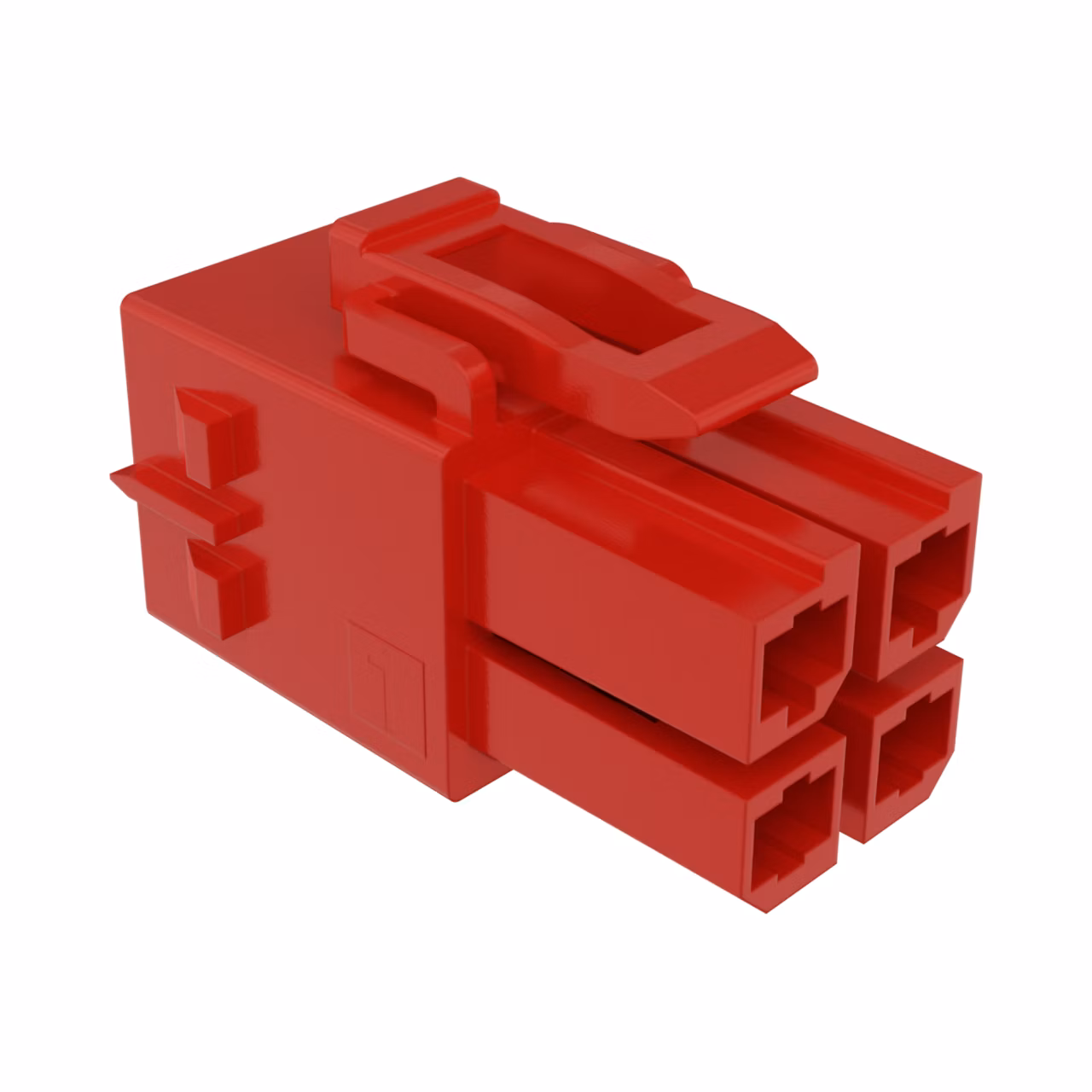 Mega-Fit ColorLock Tangless TPA-Capable Receptacle Housing, Dual Row, 4 Circuit, UL 94V-0, Glow-Wire Capable, Red for sale