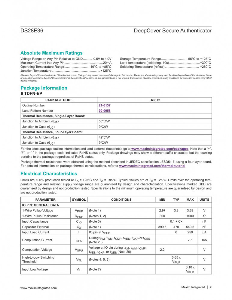 DS28E36 datasheet page 2