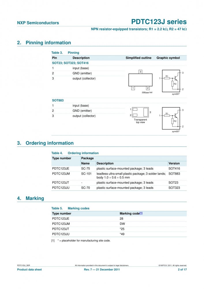 PDTC123JU datasheet page 2