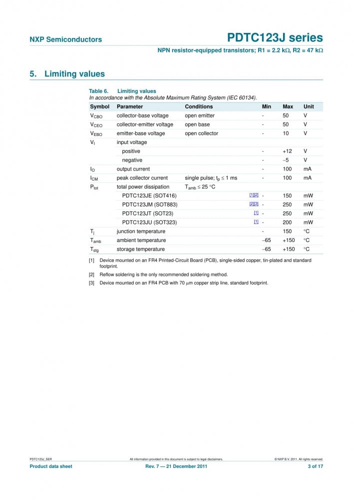 PDTC123JU datasheet page 3