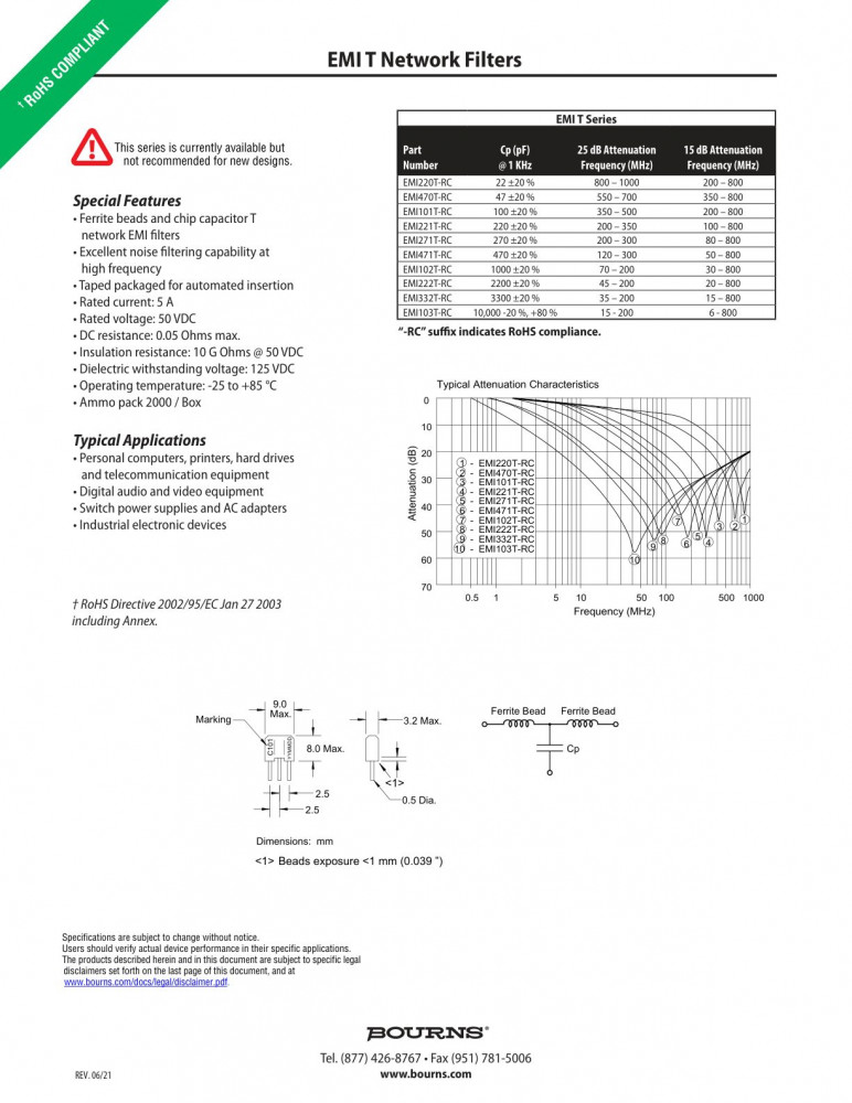 BOURNS EMI102T-RC datasheet page 1