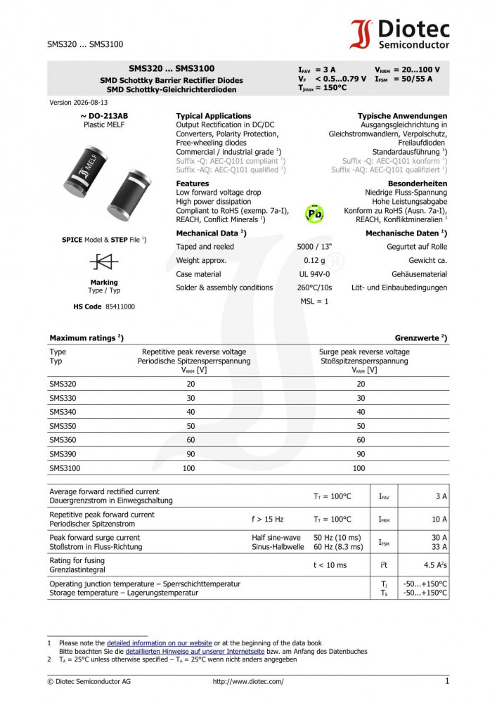 DIOTEC SMS3100 datasheet page 1
