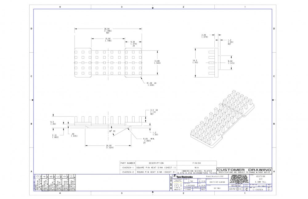 TE Connectivity 1542924-2 technical drawing sheet 1