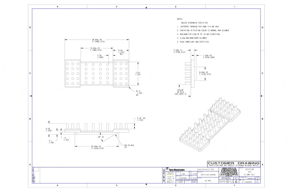 TE Connectivity 1542924-2 technical drawing sheet 2
