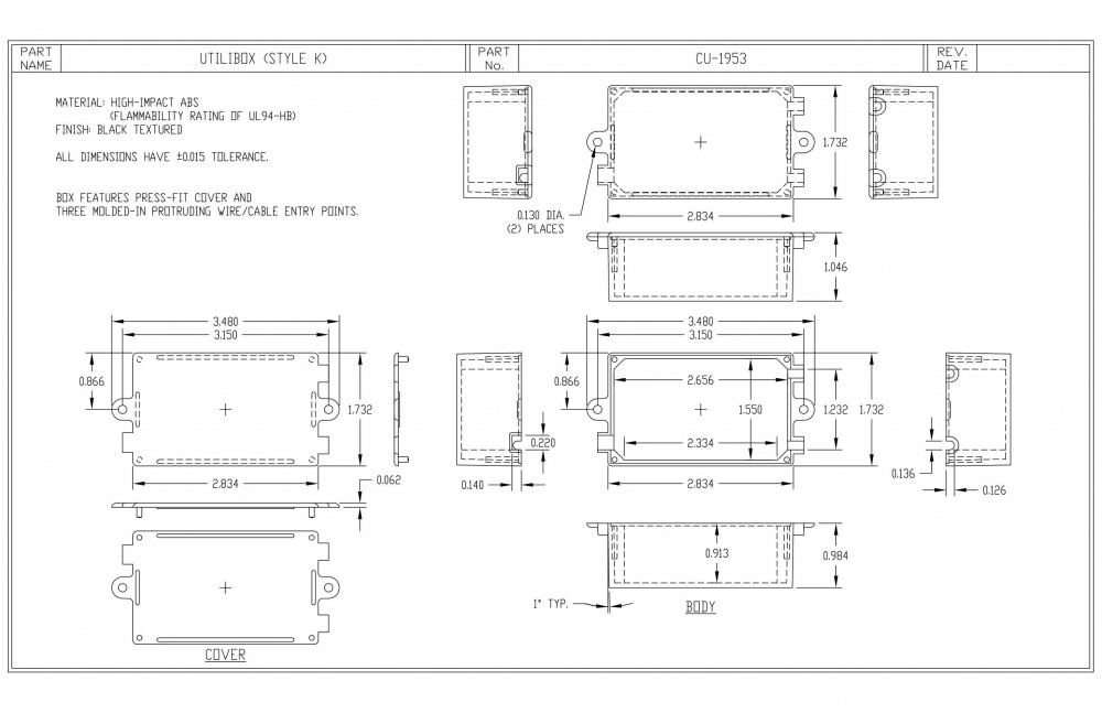 CU-1953 Utilibox Style K product drawing