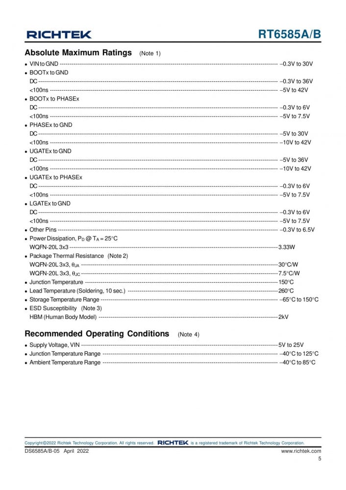 RT6585BGQW(2) datasheet page 5